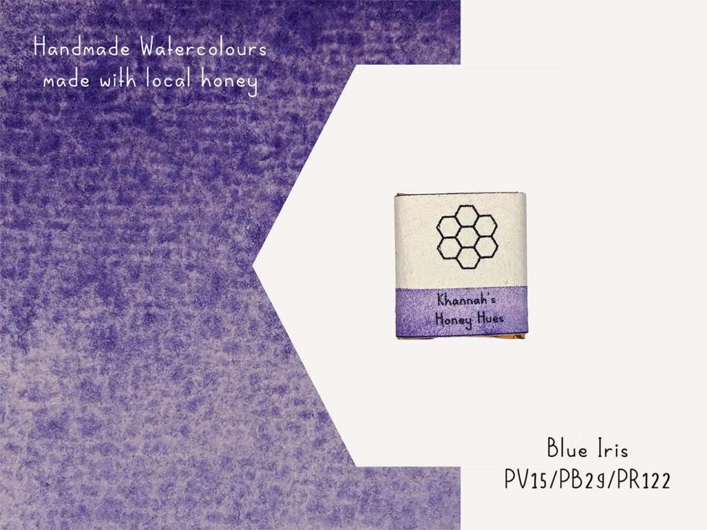 Blue Iris, PV15/PB29/PV19 – Handmade Watercolours by Khannah's Honey Hues